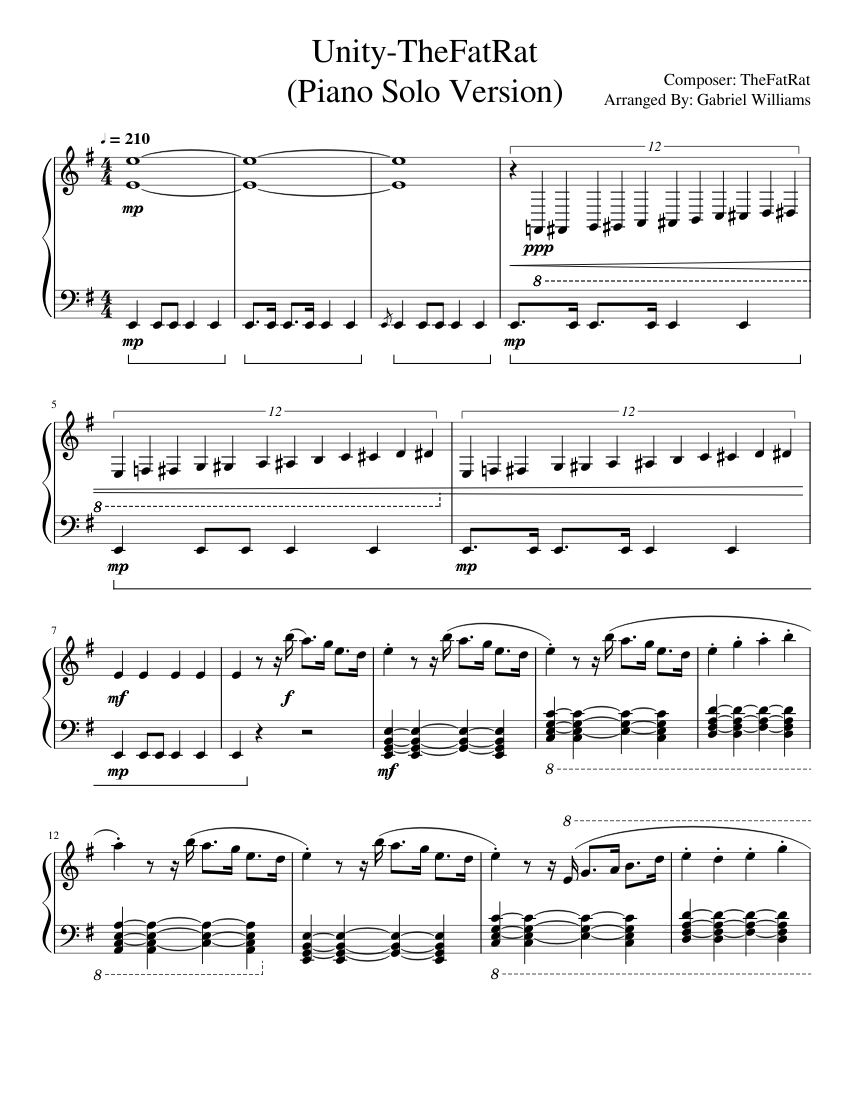 Unity-TheFatRat (Piano Solo Version) Sheet music for Piano (Solo ...