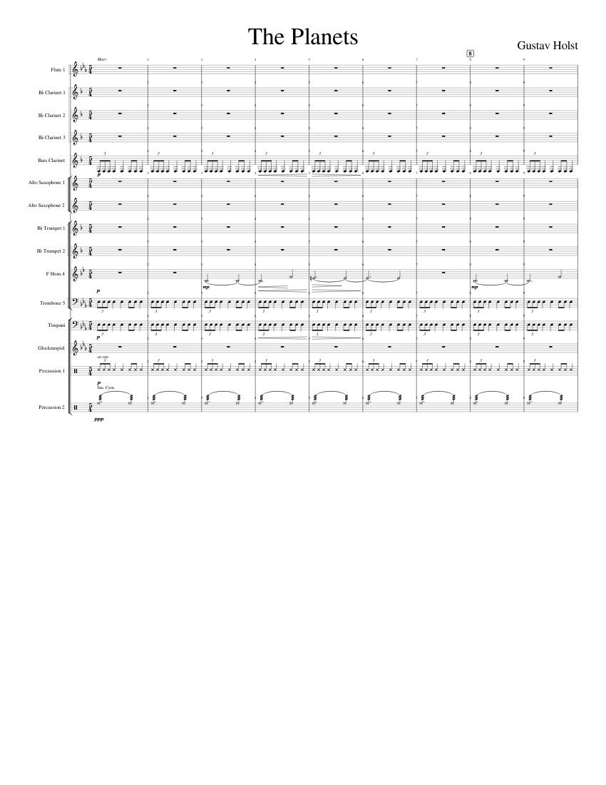 The Planets - Gustav HOlst Sheet music for Trombone, Flute, Clarinet in ...