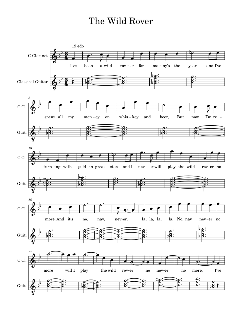 The wild rover – Misc Traditional Sheet music for Guitar, Clarinet ...