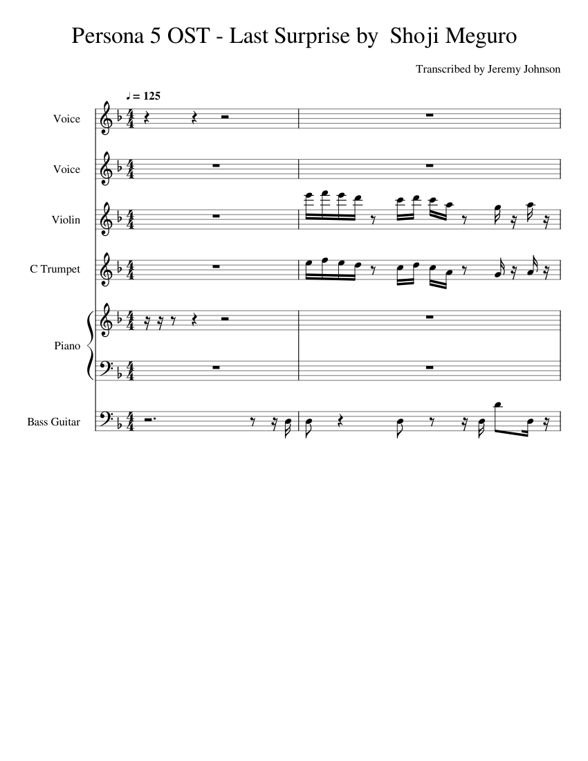 Persona 5 OST - Last Surprise by Shoji Meguro Sheet music for Piano ...