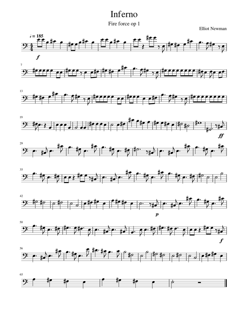 Fire Force Op 1 Inferno Sheet Music for Trombone tenor (Solo ...