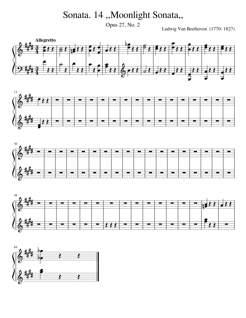 Opus 27 No. 2 ,,Moonlight Sonata,, 2nd Movement Sheet music for Piano ...