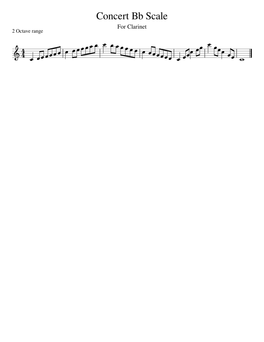 Bb Scale – Johann Sebastian Bach Bb Scale For Clarinet 2 Octave Range Sheet Music for Clarinet ...