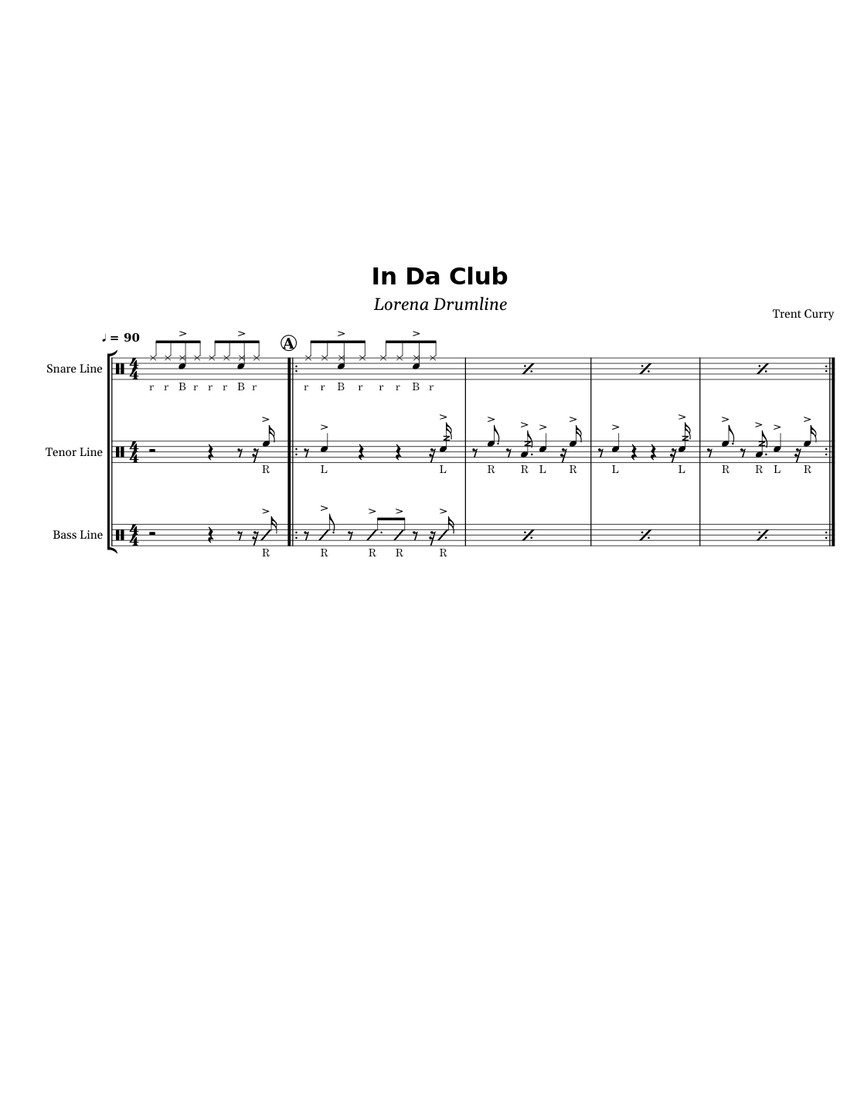 In Da Club Sheet Music for Snare drum, Tenor drum, Bass drum (Marching ...