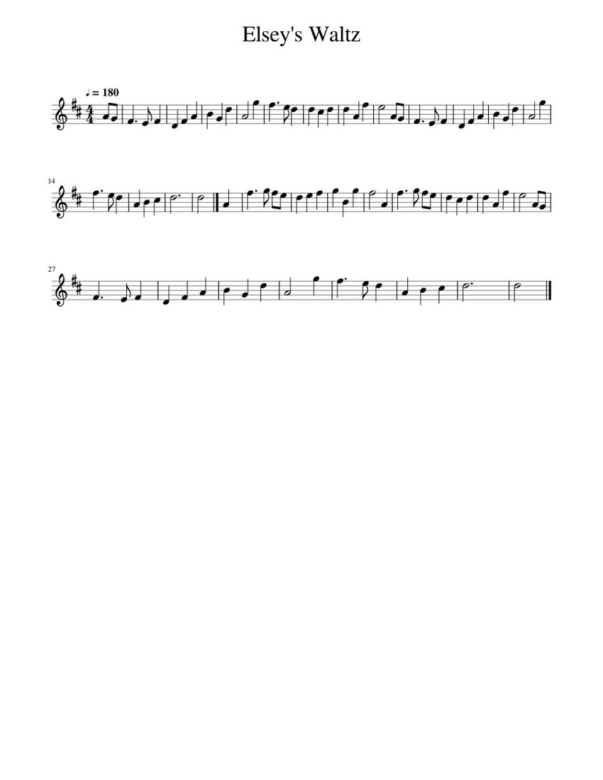 Elsey's Waltz Sheet Music for Piano (Solo) Easy | MuseScore.com