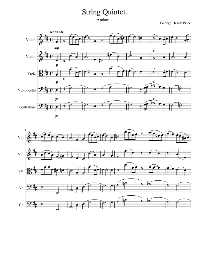String_Quintet. Sheet music for Contrabass, Violin, Viola, Cello ...