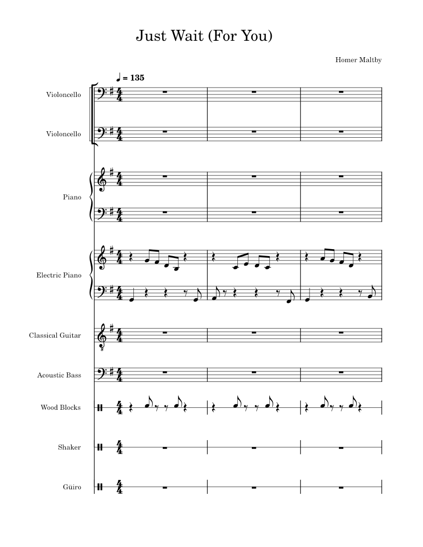 Just Wait (For You) Sheet music for Piano, Cello, Guitar, Bass guitar ...