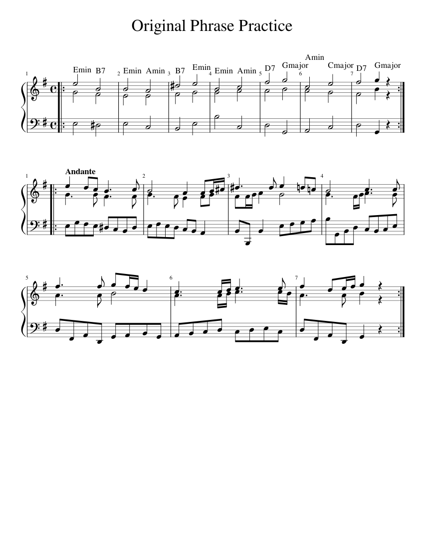 Original Phrase Practice Sheet music for Piano (Solo) Easy | Musescore.com