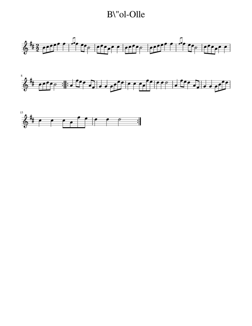 B\"ol-Olle Sheet music for Piano (Solo) | Musescore.com