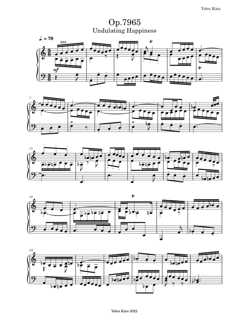Op.7965 Undulating Happiness Sheet music for Piano (Solo) | Musescore.com