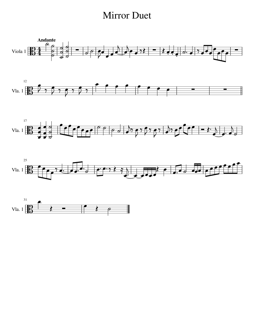 Mirror_Duet Sheet Music for Viola (Solo) | MuseScore.com