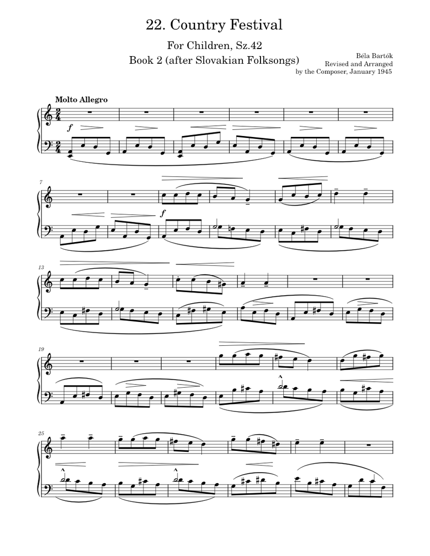 22. Country Festival Sheet Music for Piano (Solo) easy | MuseScore.com