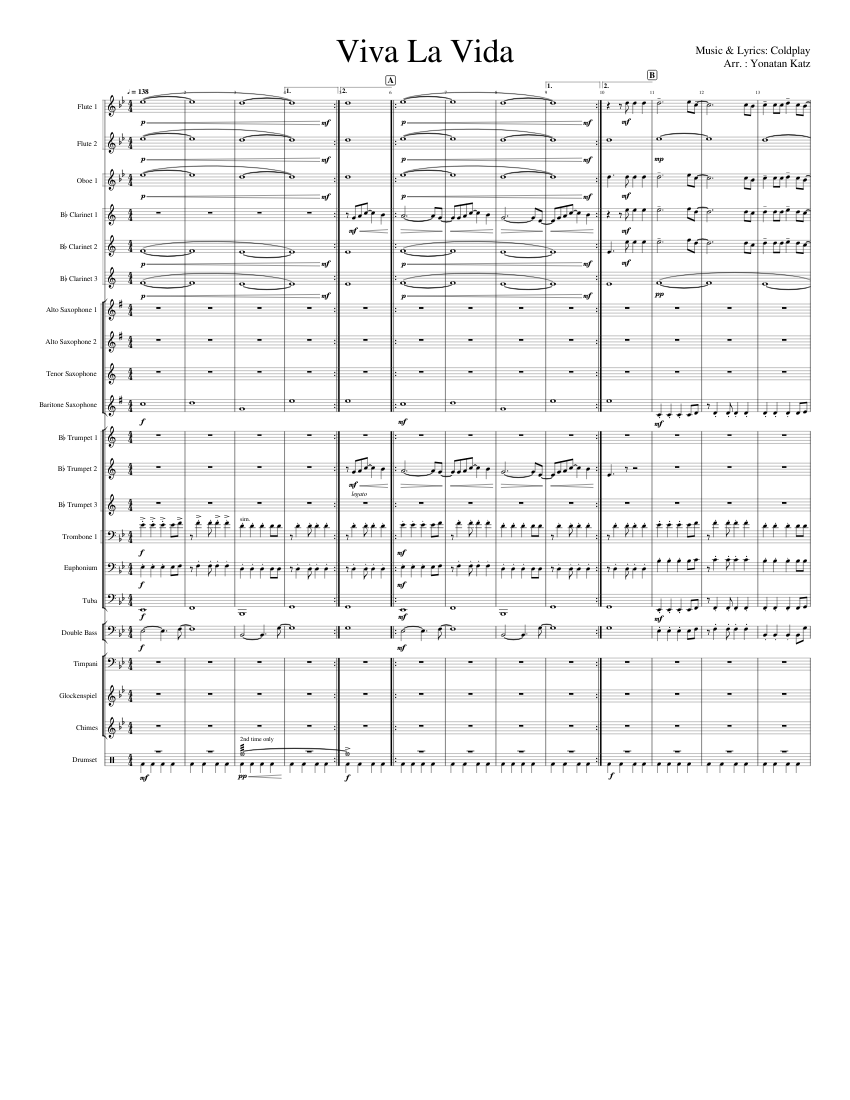 Viva La Vida arrangement for orchestra Sheet Music for Trombone ...