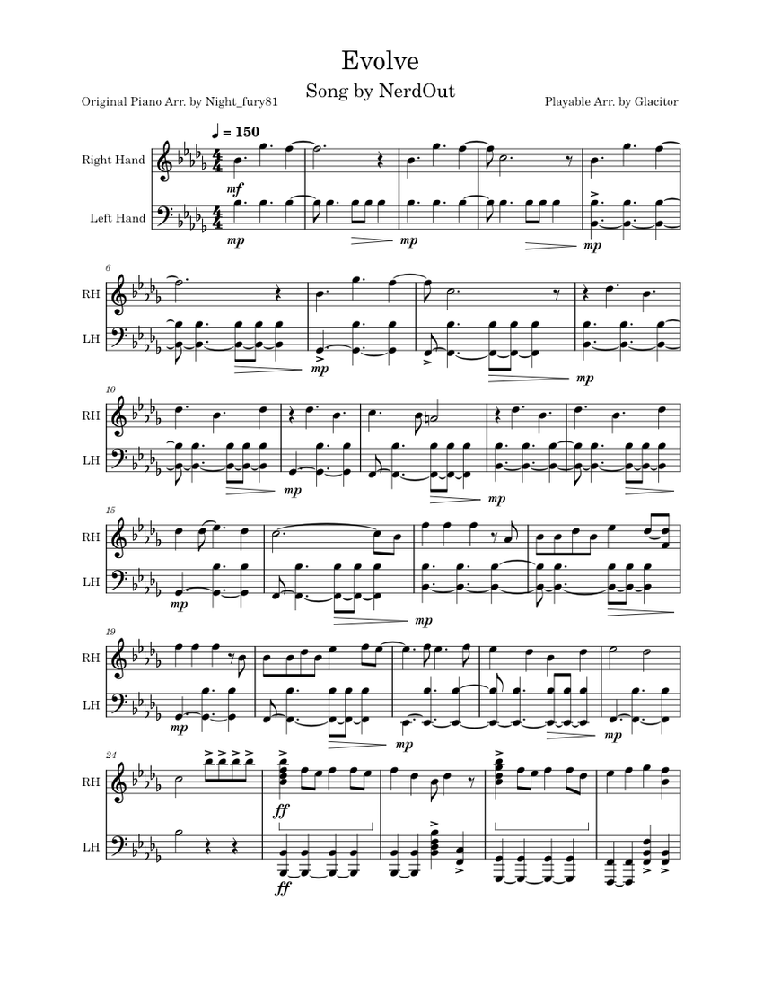 Evolve – NerdOut Sheet music for Piano (Solo) | Musescore.com