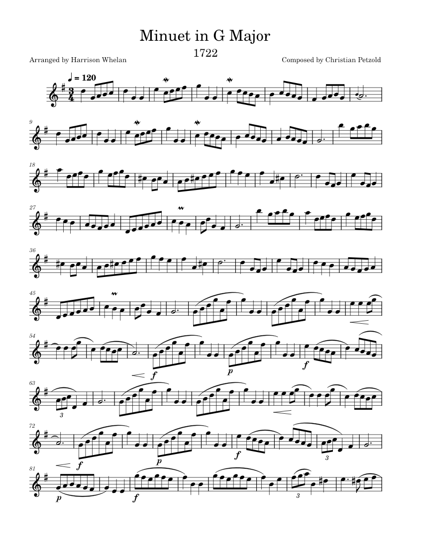 Minuet in G Major Sheet Music for Flute (Solo) | MuseScore.com