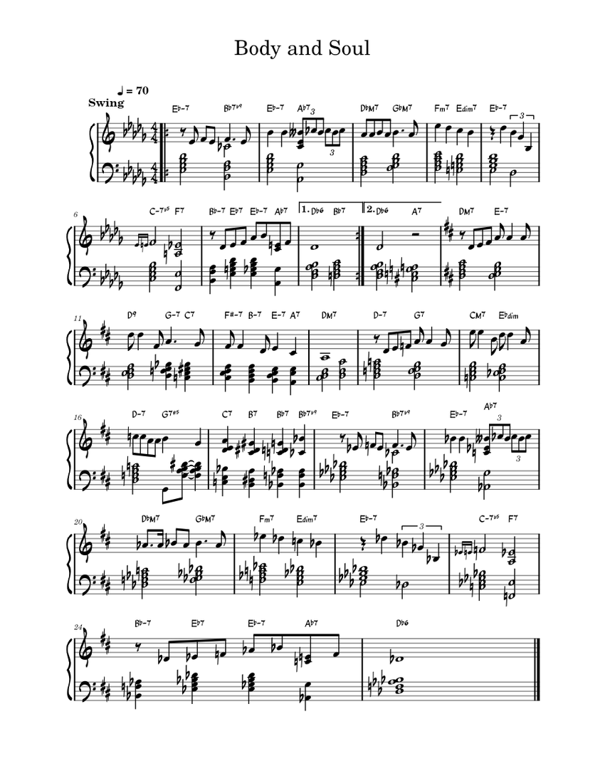 Body and soul - Johnny Green Sheet music for Piano (Solo) Easy ...