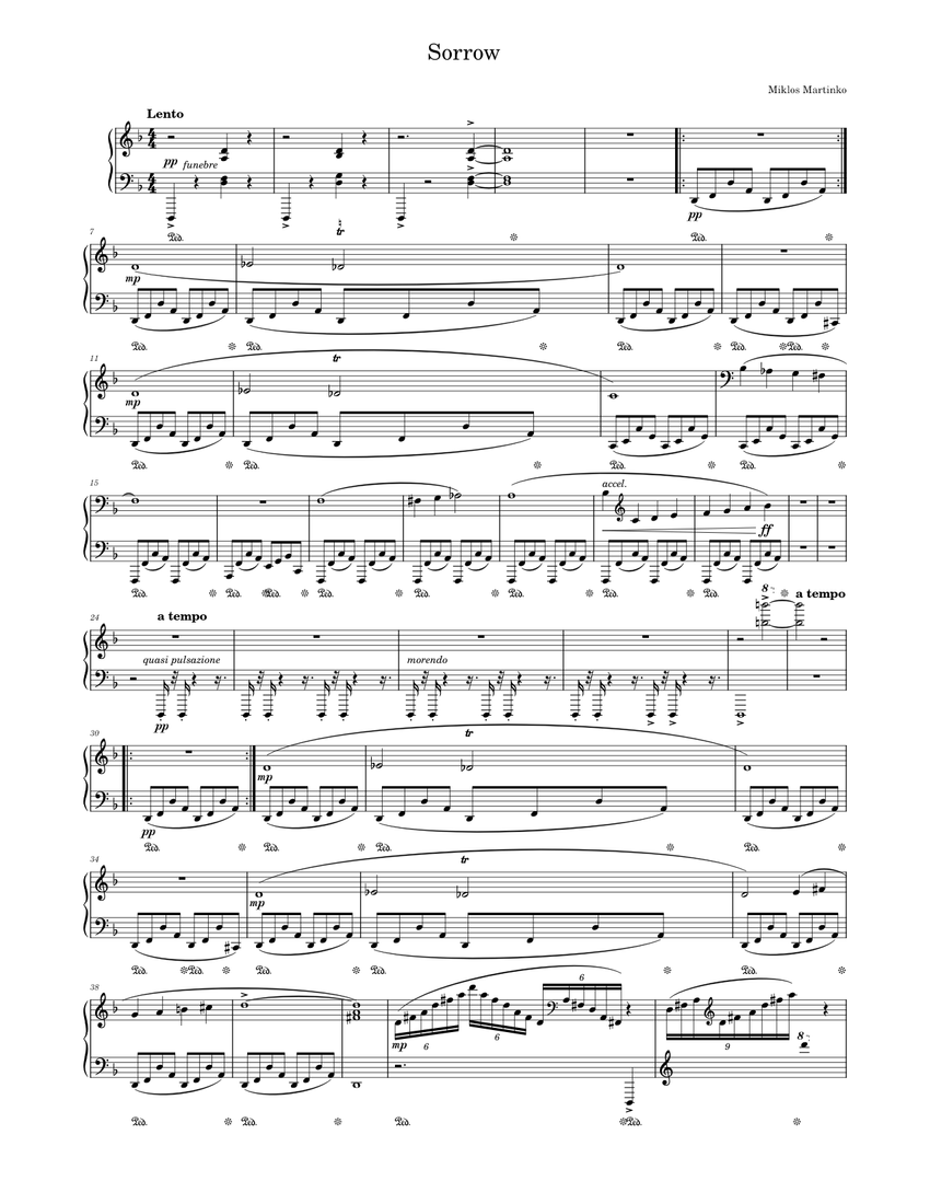 Sorrow Sheet Music for Piano (Solo) | MuseScore.com