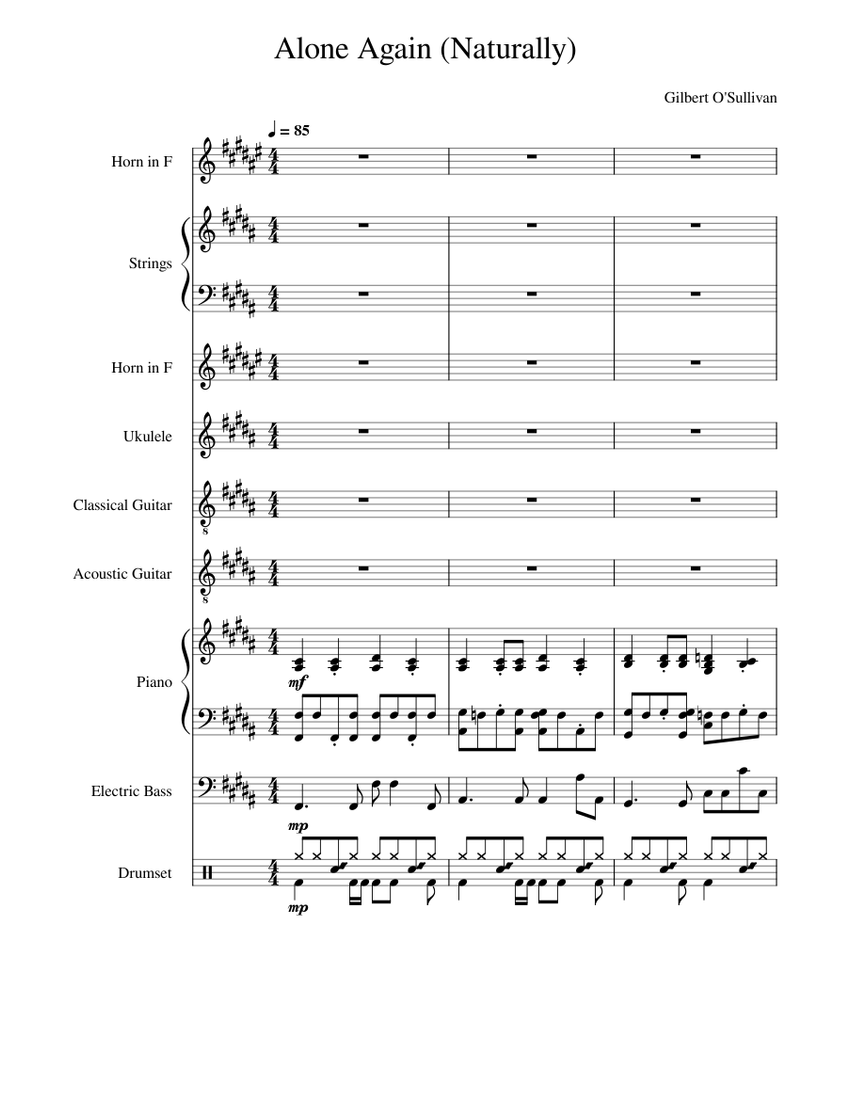 Alone Again (Naturally) - Gilbert O'Sullivan Sheet music for Piano ...