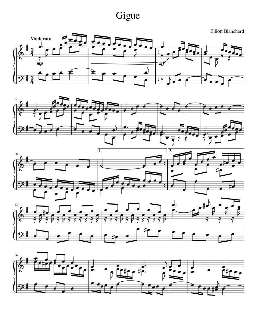 Gigue Sheet music for Piano (Solo) | Musescore.com