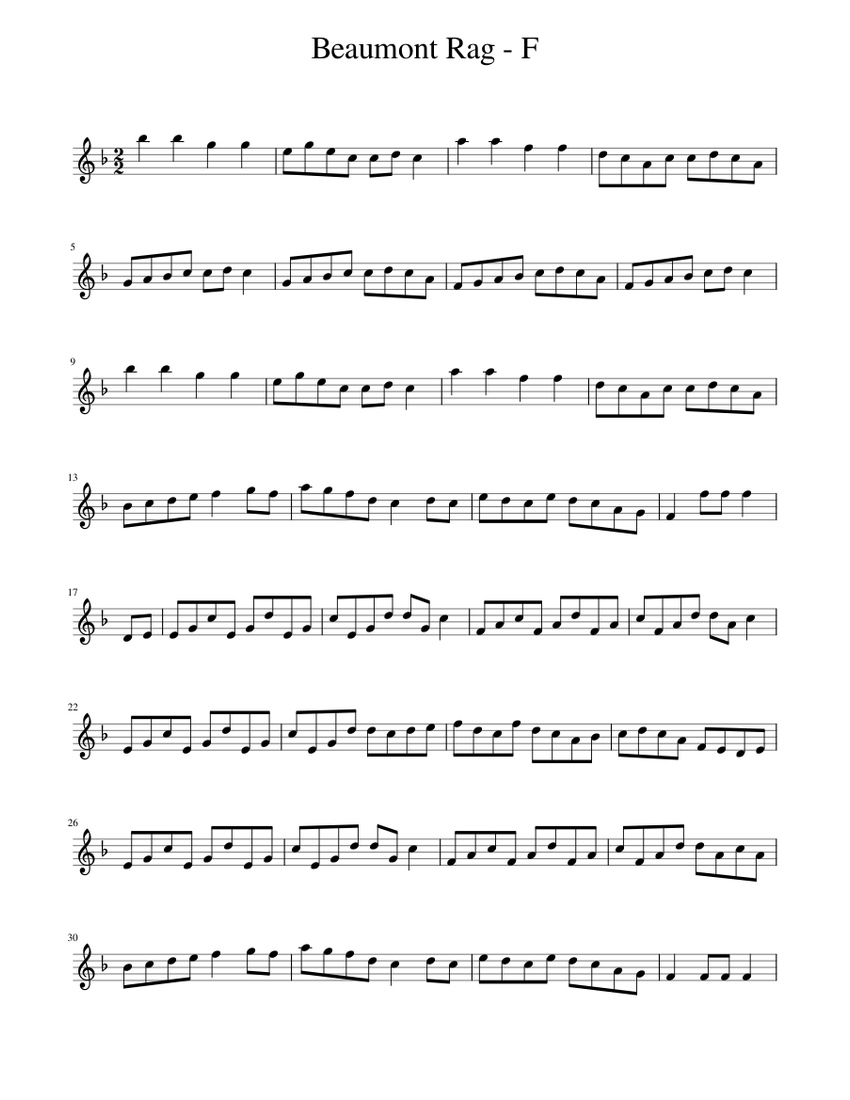 Beaumont Rag - F Sheet music for Piano (Solo) Easy | Musescore.com