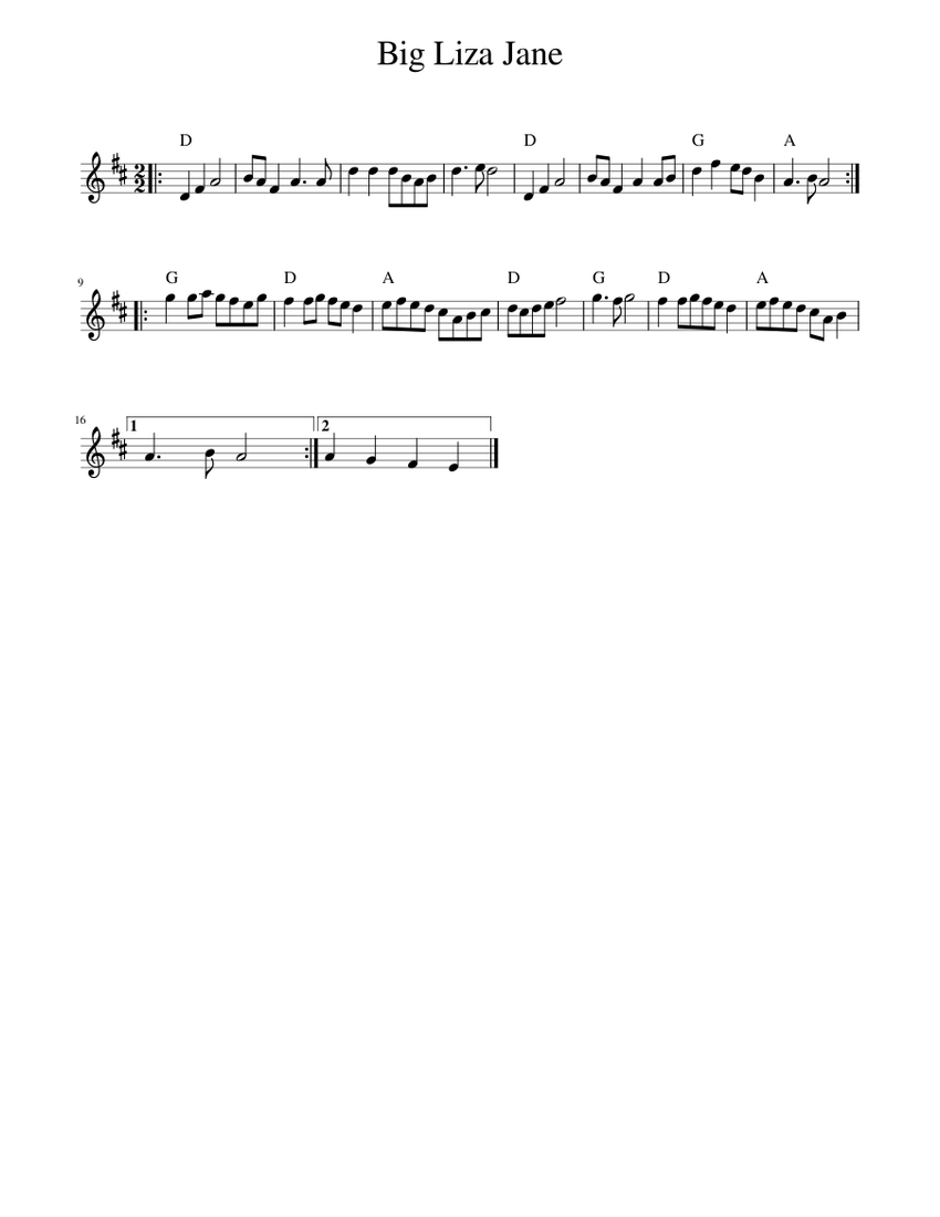 Big Liza Jane Sheet music for Piano (Solo) Easy | Musescore.com