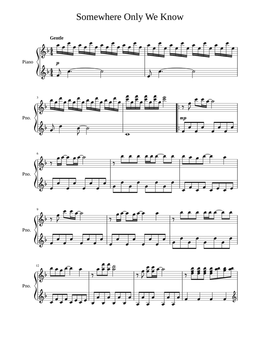 somewhere only we know intro