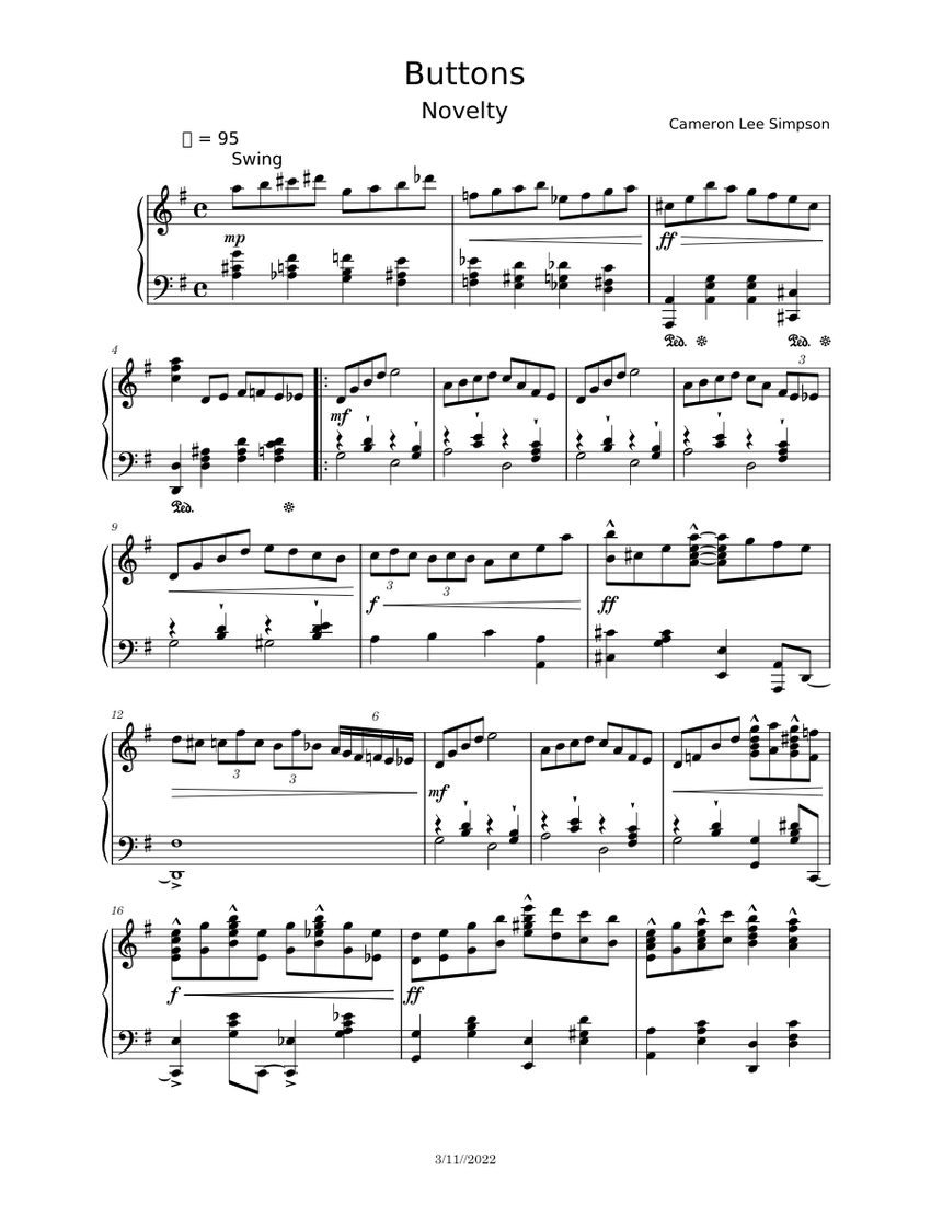 Buttons Sheet music for Piano (Solo) | Musescore.com