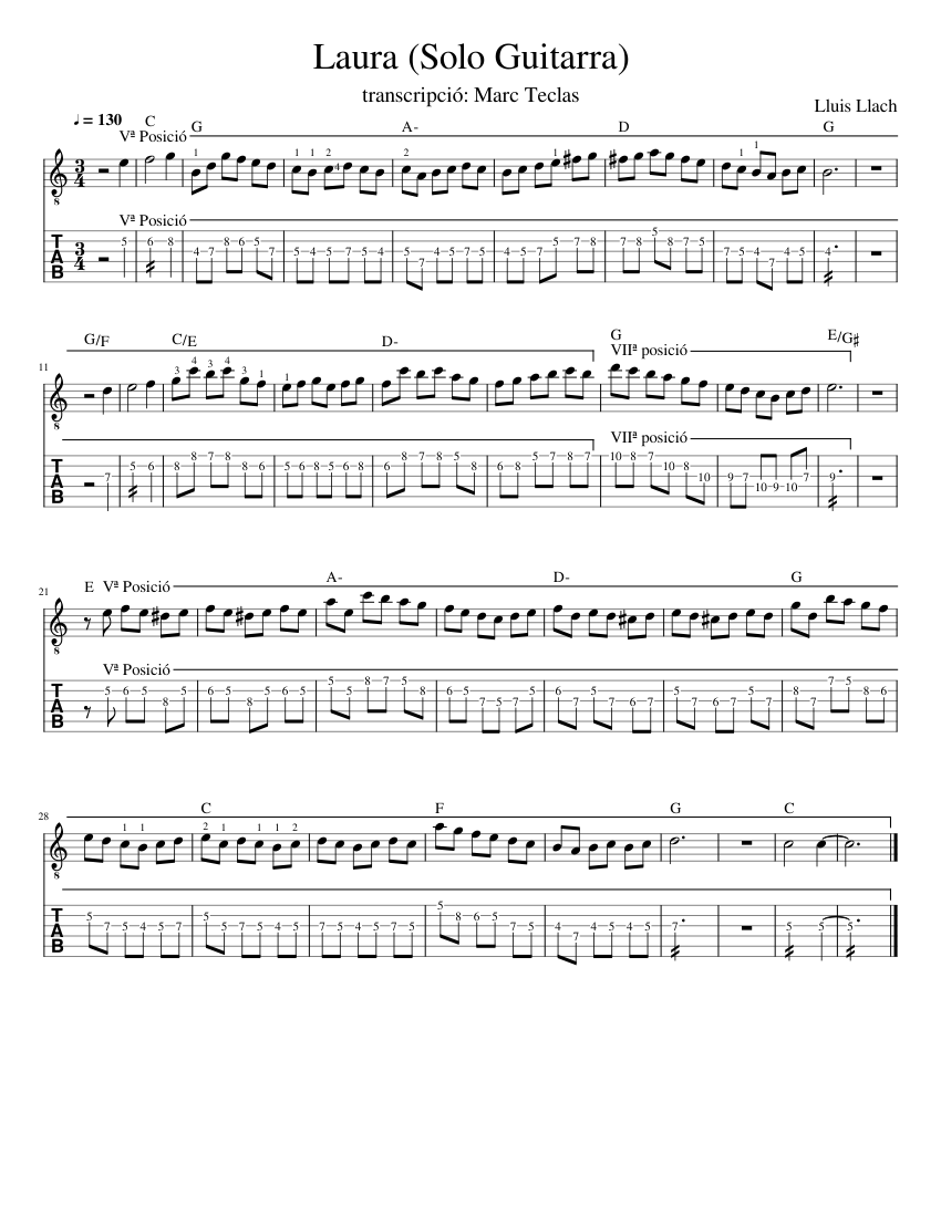 Laura_(Solo_Guitarra) Sheet Music and Tab with Chords for Guitar (Solo ...