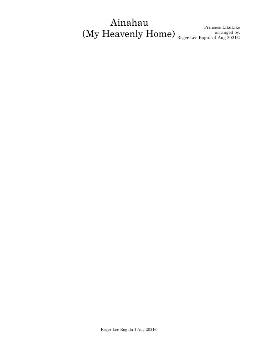Ainahau (My Heavenly Home) – Princess LikeLike Sheet Music for Piano ...