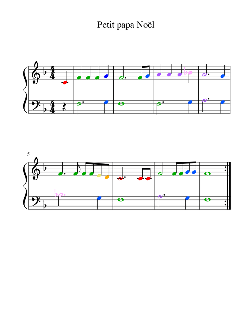 Petit papa noel en couleur Sheet music for Piano (Solo) | Musescore.com