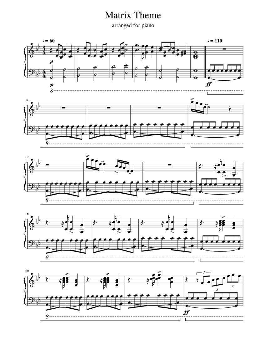 Matrix Theme Sheet Music for Piano (Solo) | MuseScore.com