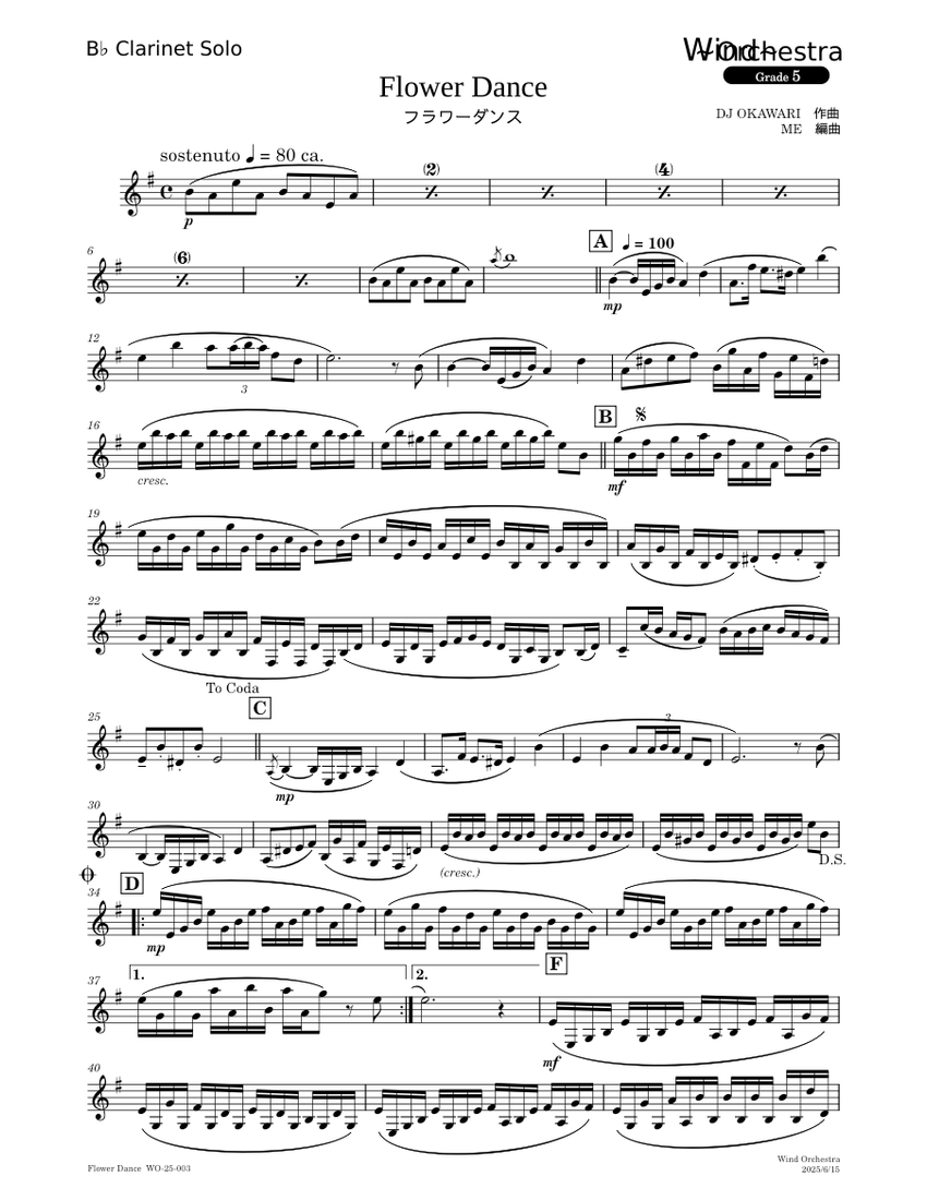 Flower_Dance_CL Sheet Music for Clarinet other (Solo) | MuseScore.com