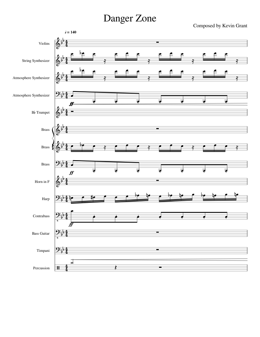 Danger Zone Sheet music for Trumpet in b-flat, French horn, Contrabass ...