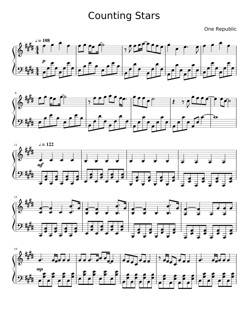 Counting Stars Sheet music for Piano (Solo) | Musescore.com