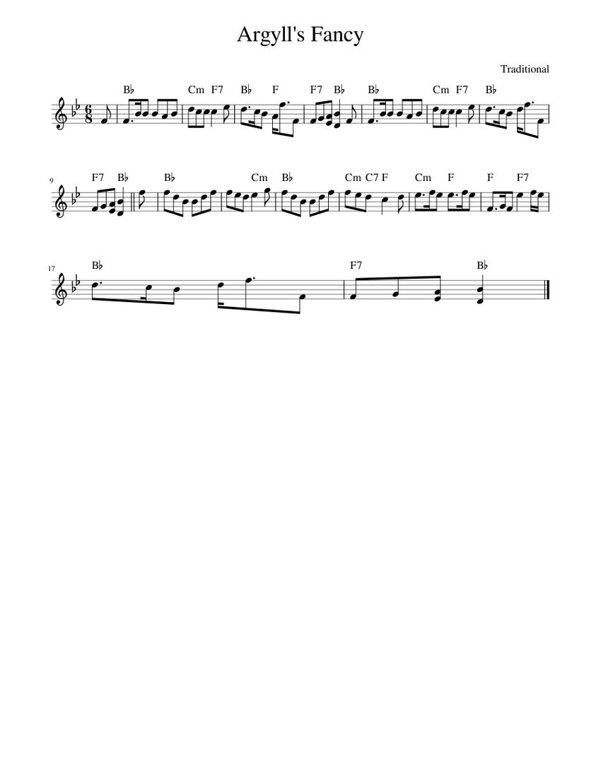 Traditional music - Argyll's Fancy Sheet music for Piano (Solo) Easy ...