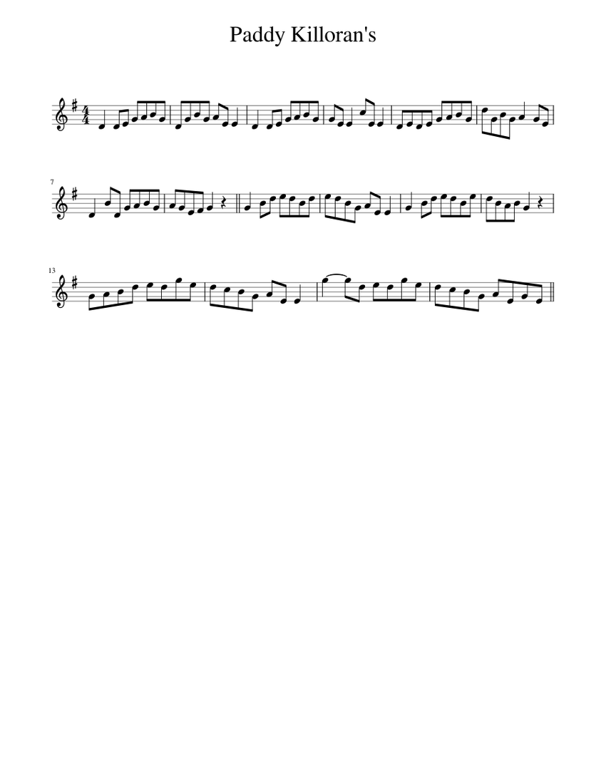 Paddy Killoran's Sheet music for Piano (Solo) Easy | Musescore.com