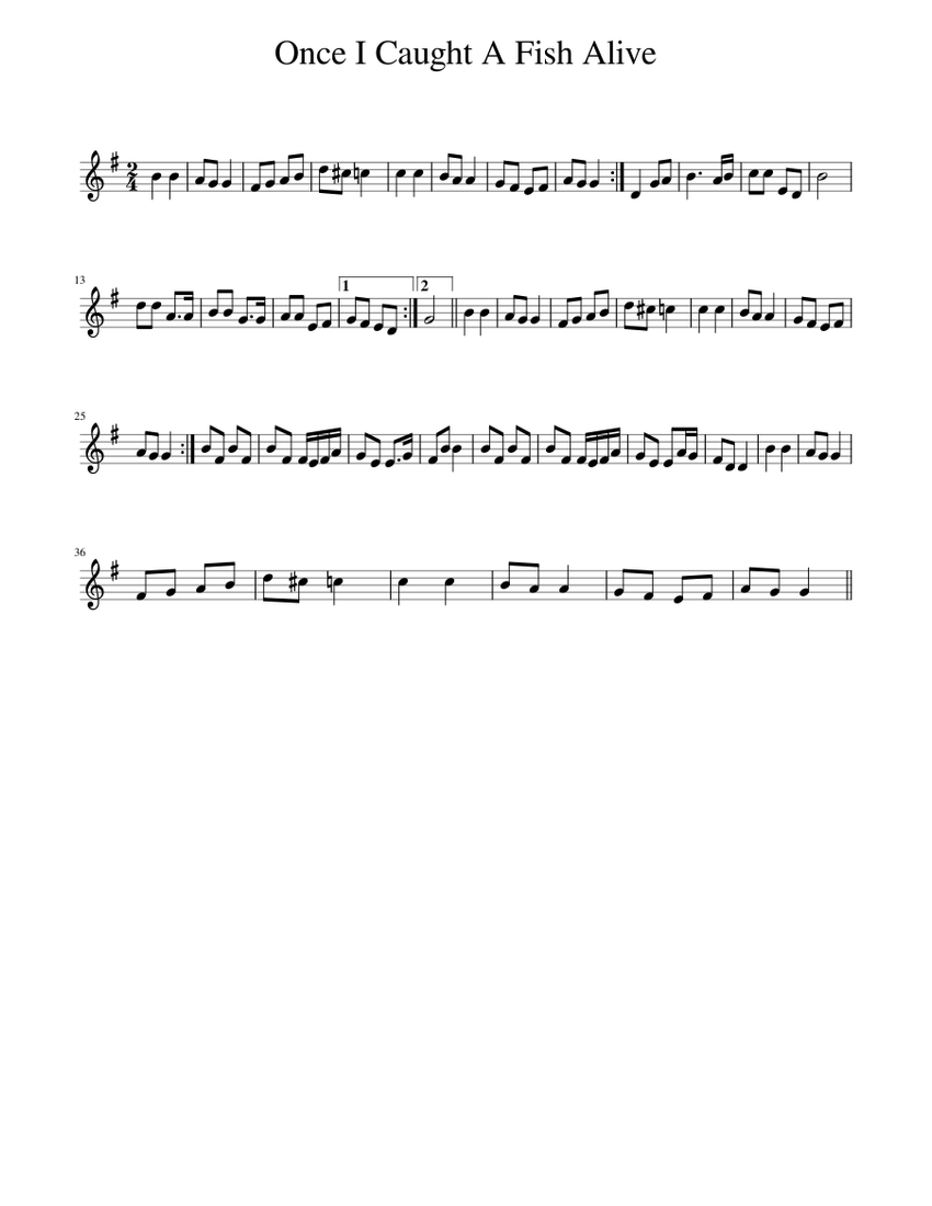 Once I Caught A Fish Alive Sheet Music for Piano (Solo) easy ...