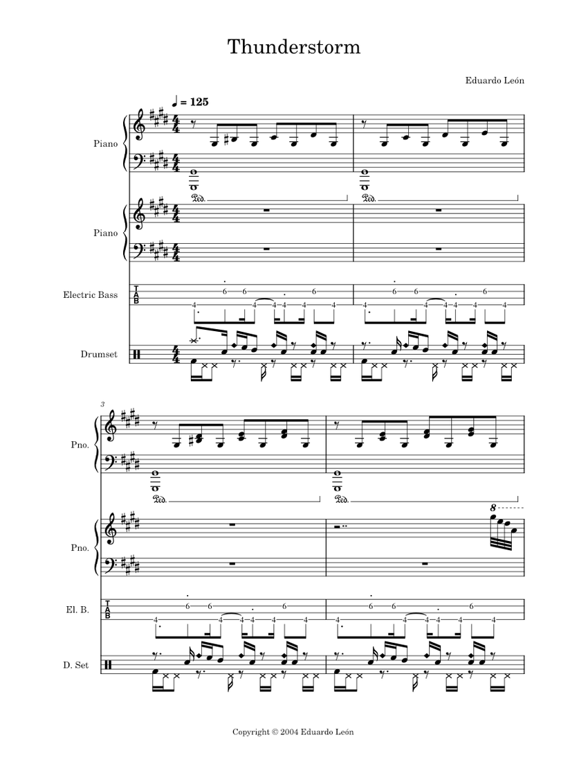 Thunderstorm Sheet music for Piano, Bass guitar, Drum group (Mixed ...
