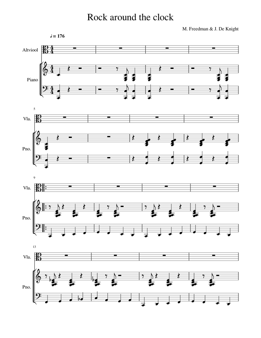 Rock around the clock Sheet music for Piano, Viola (Solo) | Musescore.com