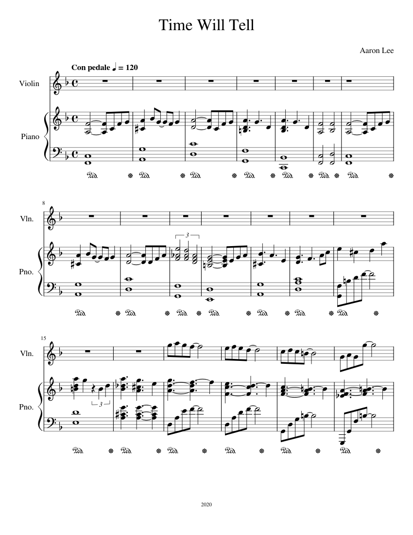 ⏳ Time Will Tell ⌛️ Sheet Music for Piano, Violin (Mixed Duet ...