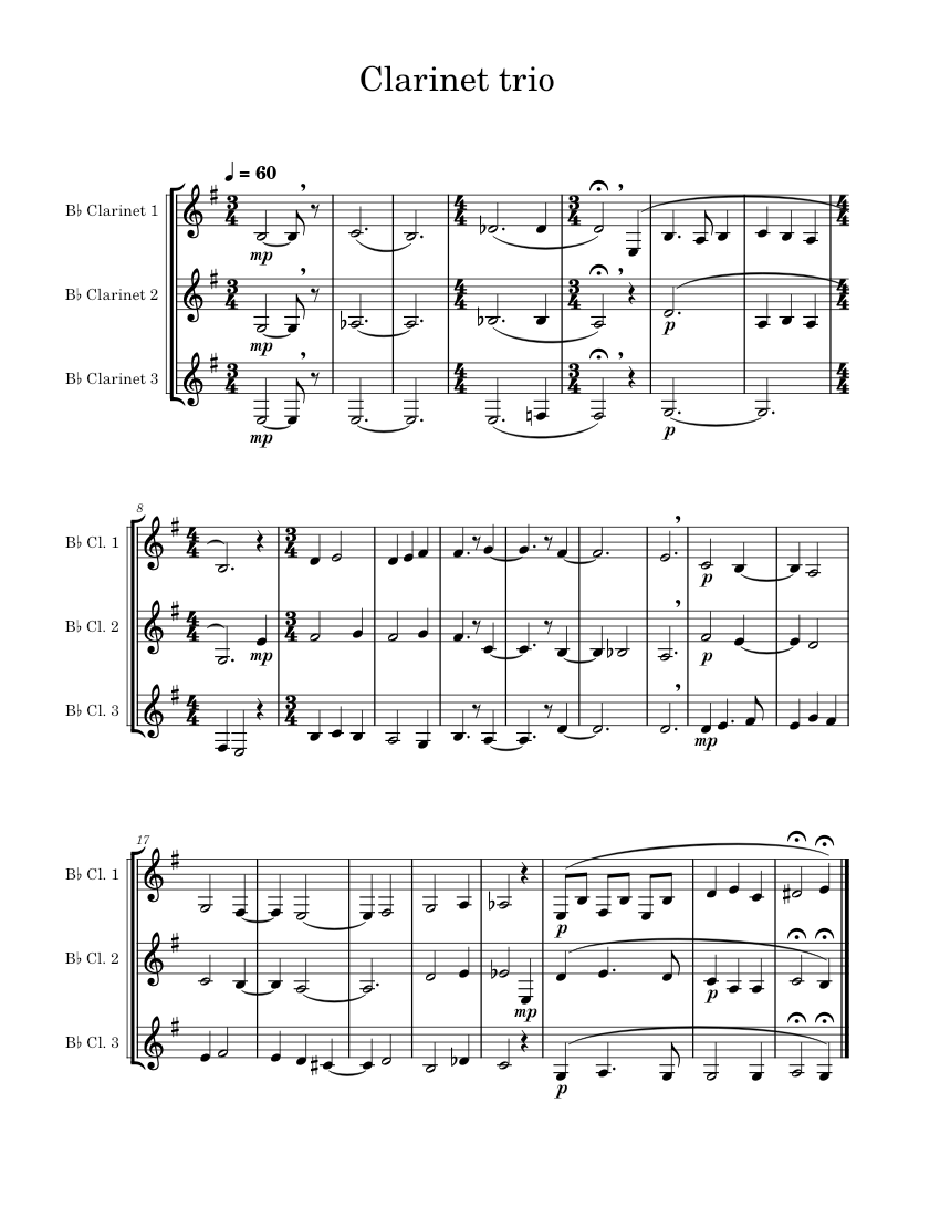 Clarinet trio Sheet Music for Clarinet in b-flat (Mixed Trio ...