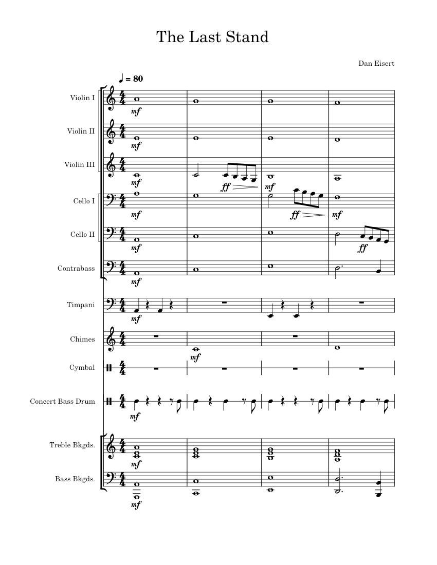 The Last Stand Sheet music for Contrabass, Timpani, Crash, Violin ...
