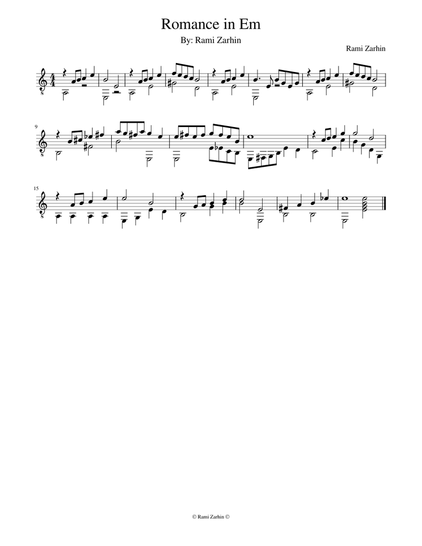 Romance in Em Sheet music for Guitar (Solo) | Musescore.com