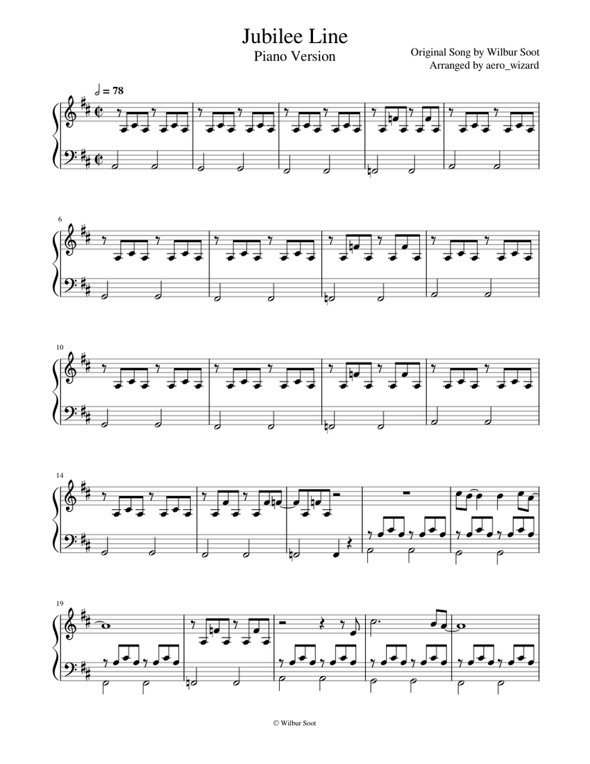 Jubilee Line Wilbur Soot Sheet Music For Piano Solo Musescore