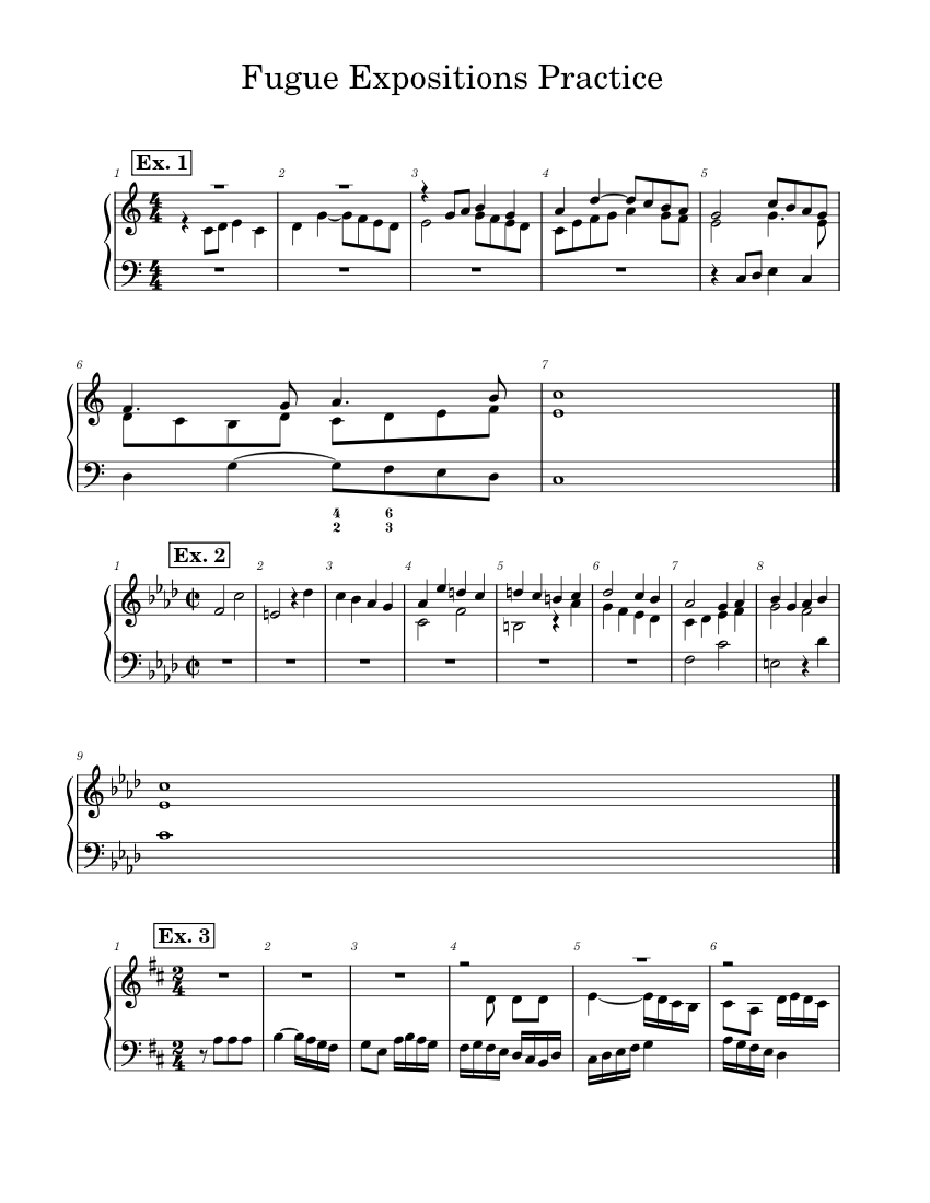 Fugue Exposition Practice Sheet Music for Piano (Solo) easy | MuseScore.com