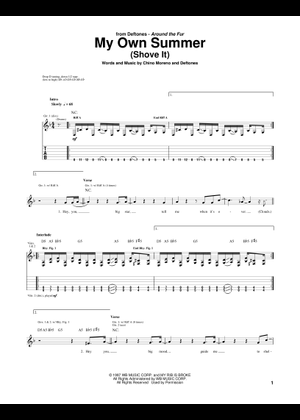 My own summer shove it – Deftones Sheet Music and Tab for Guitar (Solo ...