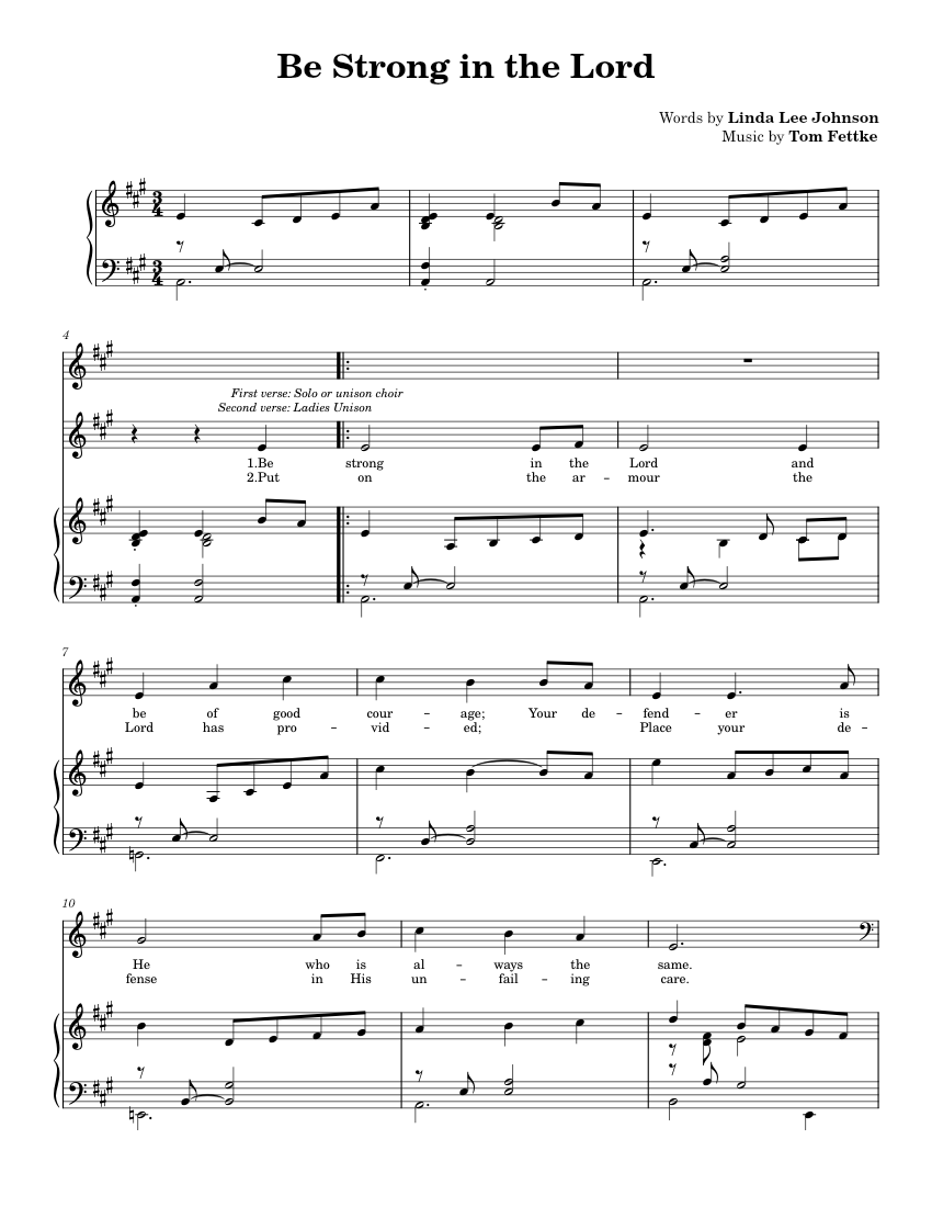 Be Strong in the Lord – Tom Fettke Sheet Music for Piano, Vocals (SATB) | MuseScore.com