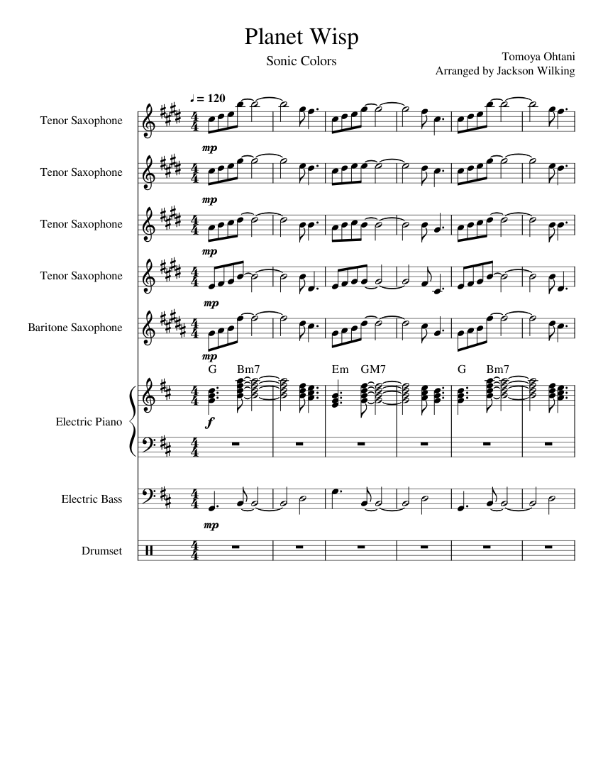 Planet Wisp Act 3 - Tomoya Ohtani Sheet Music for Piano, Saxophone ...