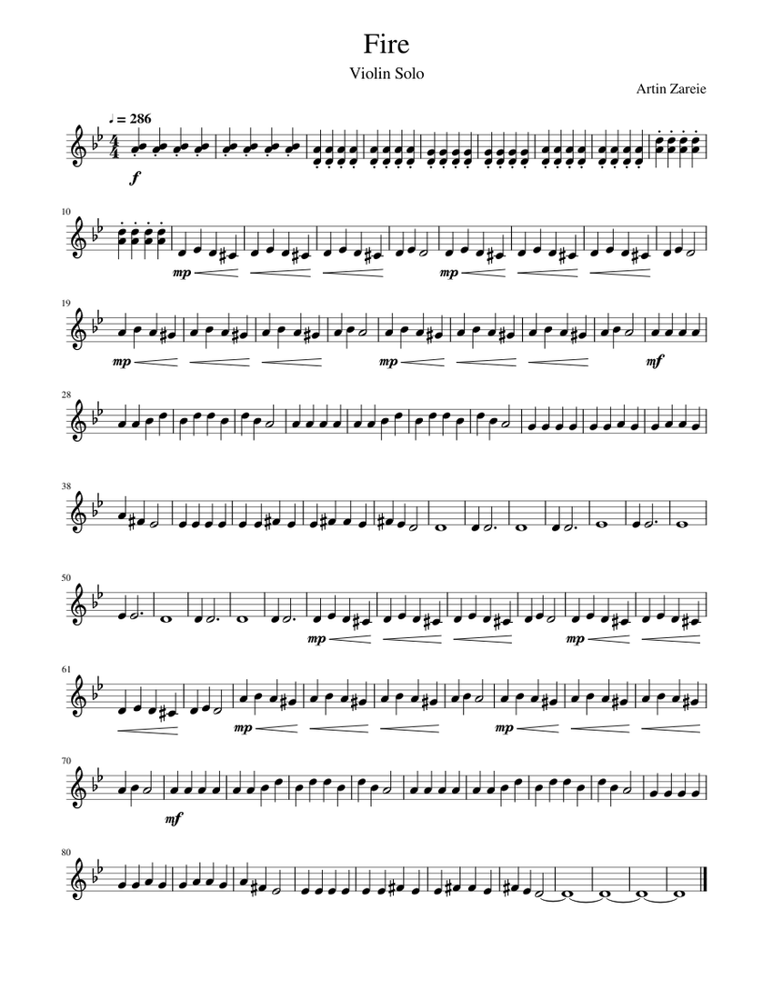 Fire Sheet music for Violin (Solo) | Musescore.com