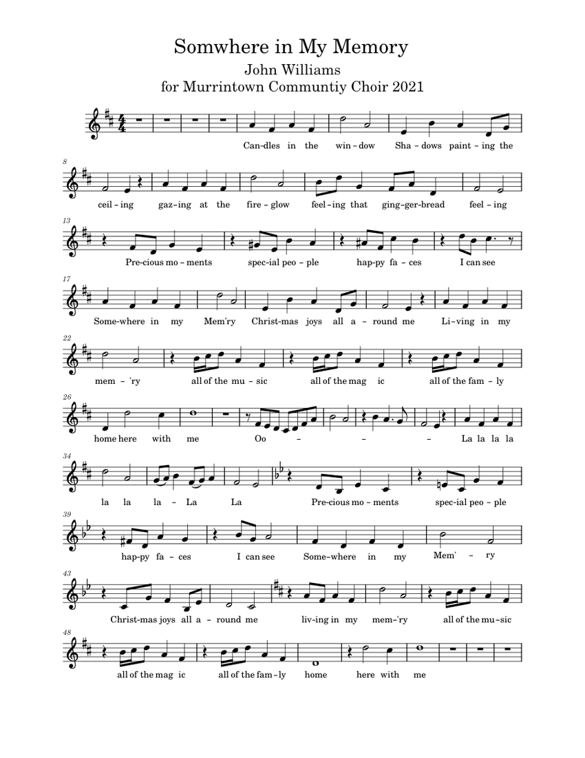 Somewhere in my memory – John Williams Sheet music for Piano (Choral ...